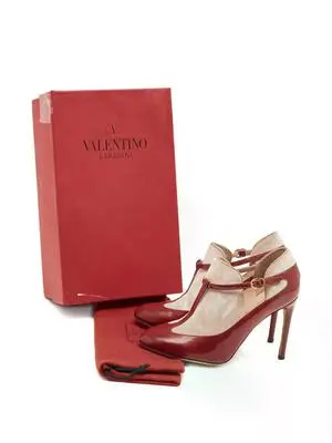 Valentino Garavani Leather Velvet T-strap Pumps