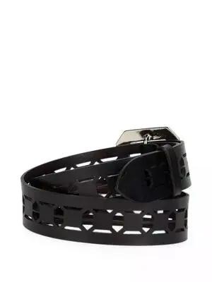 Alberta Ferretti Perforated Leather Belt - Black