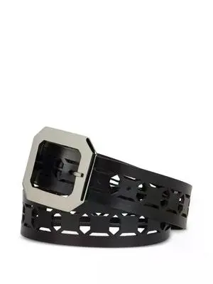 Alberta Ferretti Perforated Leather Belt - Black