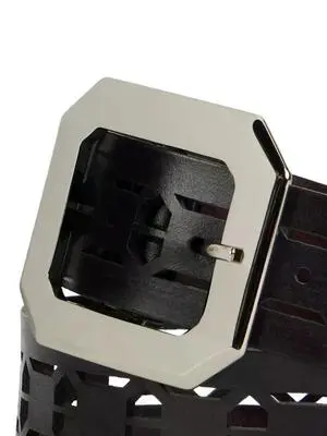 Alberta Ferretti Perforated Leather Belt - Black
