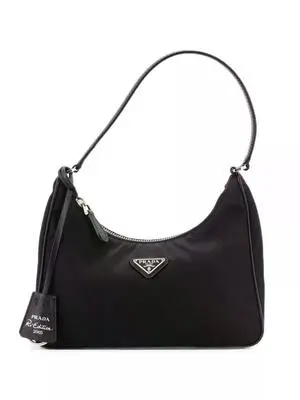 Prada Re-edition 2005 Tessuto With Saffiano Leather Mini Hobo Bag - Black