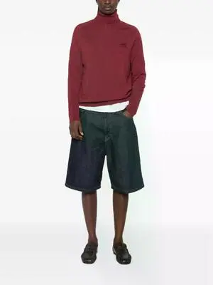 ERMANNO FIRENZE Embroidered Logo Turtleneck Sweater - Red