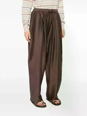 CORDERA Drawstring-waist Wide-leg Trousers - Brown