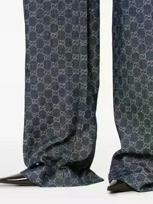 Gucci Gg Cotton Denim Jacquard Trousers