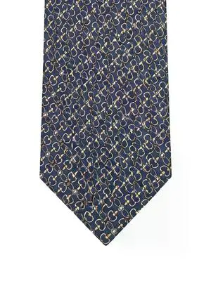 TOMBOLINI Silk Horsebit Print Neck Tie - Blue