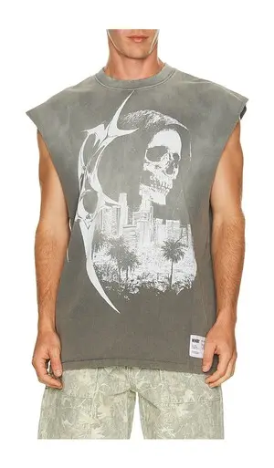 MEMORY LANE Night Watcher Sleeveless Tee In . Also - Grey