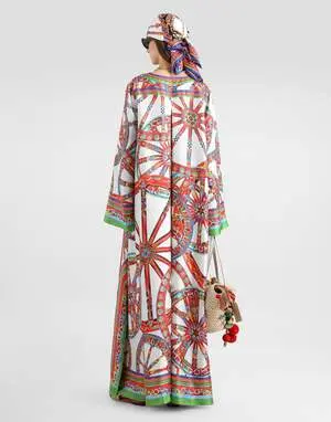 Dolce & Gabbana Carretto-print Long Twill Kaftan Dress