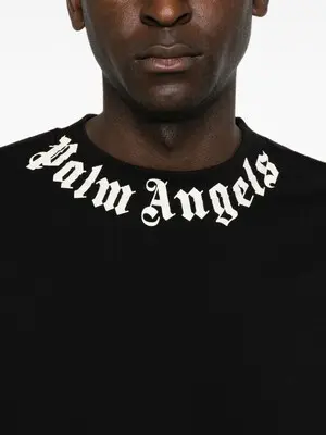 Palm Angels Neck Logo Cotton Sweatshirt
