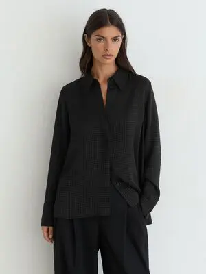 REISS Houndstooth-check Jacquard Shirt