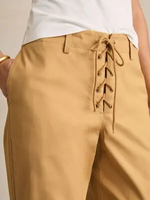 REISS Clement Lace-up Tapered Cotton Trousers