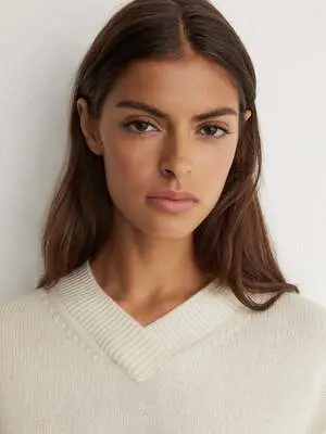 REISS Wool-cashmere V-neck Jumper - Ivory