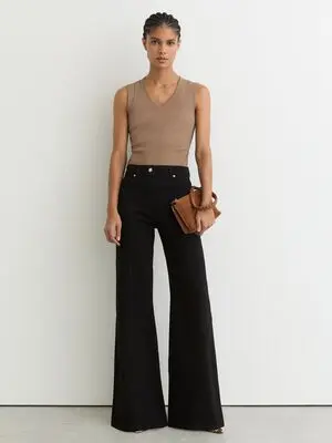REISS Stretch-cotton Rib Ruched V-neck Vest