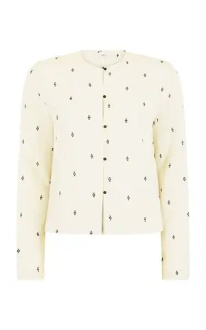 HARRIS TAPPER Embroidered Silk-blend Blouse - Off-white