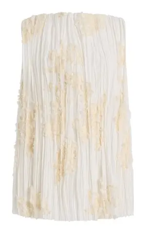 KALLMEYER Daria Pleated Strapless Cotton-blend Top