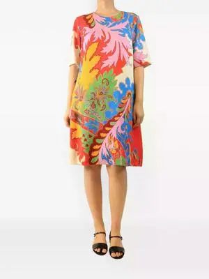 Etro Abstract-print Short-sleeve Midi Dress - Red