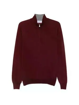 GRAN SASSO Burgundy Wool Quarter-zip Sweater - Red