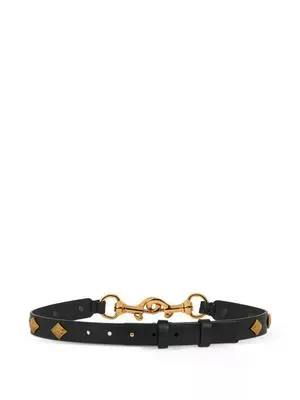 Etro Leather Pony Belt With Diamond-shaped Studs