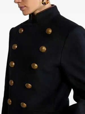 Etro Double-breasted Wool-blend Cloth Coat With Mandarin Collar