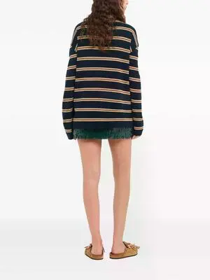Alanui Striped Double-collar Wool Polo Shirt