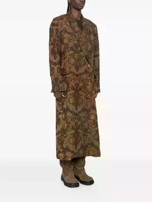 UMA WANG Floral-jacquard Double-breasted Coat