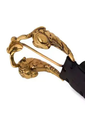 Etro Leather Belt With Animal Buckle