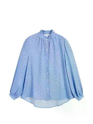 Chinti & Parker Star Print Ruffled High Neck Shirt