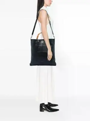 Gucci 2016-2026 Calfskin Bamboo Shopper Satchel - Black