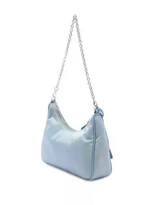 Prada Saffiano Leather Trimmed Tessuto Re-edition 2005 Satchel - Blue