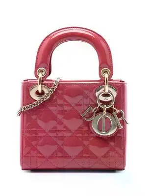 Dior 2021 Mini Patent Cannage Lady Satchel - Red