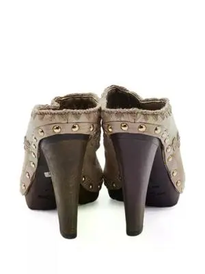 SERGIO ROSSI Stitch-detail Platform Mules - Neutrals