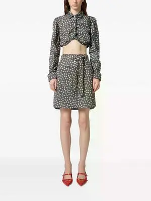 MSGM Floral-print Belted Mini Skirt