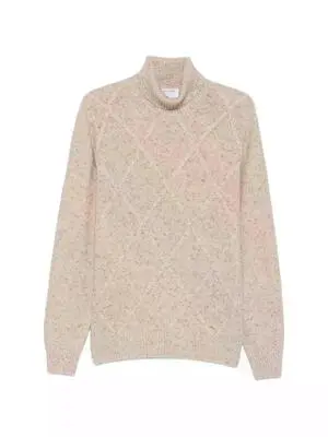 GRAN SASSO Diamond-knit Roll-neck Sweater - Brown