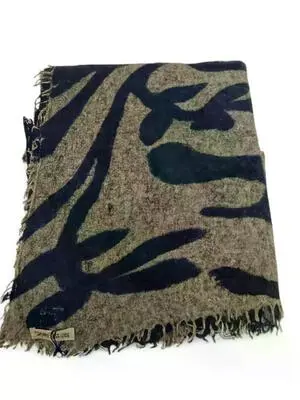 MIRROR IN THE SKY Leaf-pattern Frayed Scarf