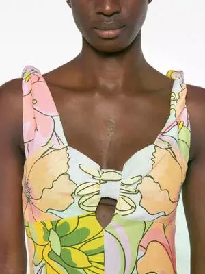 Farm Rio Floral-print Cut-out Mini Dress