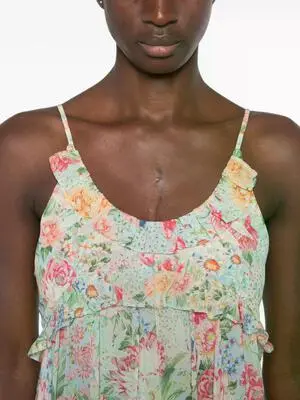 Farm Rio Floral-print Ruffled High-low Dress