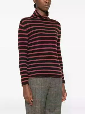 BEYOU Striped Roll-neck Sweater