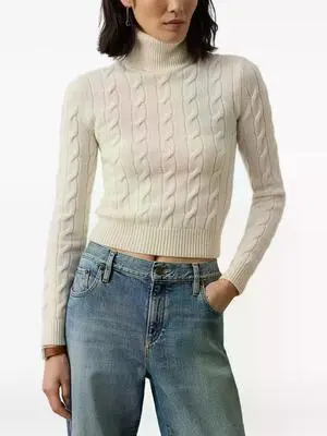 Polo Ralph Lauren Cream Cable Knit Roll Neck Sweater