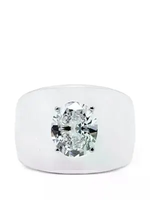 SOLO FOR DIAMONDS Oval-cut Lab-grown Diamond Ring In 14k White Gold - Silver