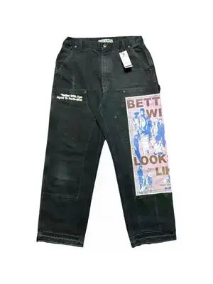 BETTER WITH AGE Graphic Print Patchwork Trousers