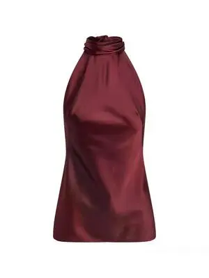Polo Ralph Lauren Chilton Stretch Silk Charmeuse Top - Red