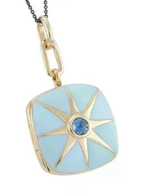 Monica Rich Kosann Enamel Cushion Sapphire Locket Necklace