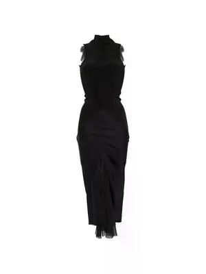 Rick Owens Sleeveless Cowl Neck Midi Dress - Black