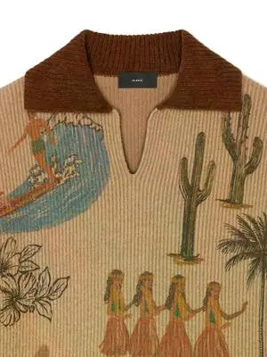 Alanui Graphic-print V-neck Polo Shirt