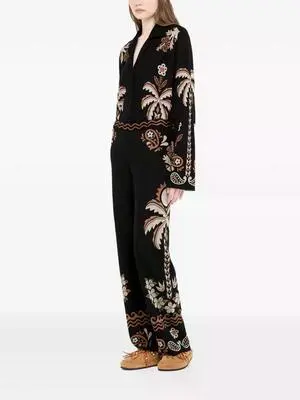 Alanui Island Roots Foulard Jacquard-knit Trousers - Black