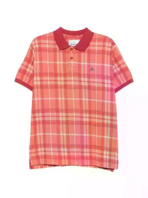 VIVIENNE WESTWOOD Check-pattern Orb-embroidered Polo Shirt - Red