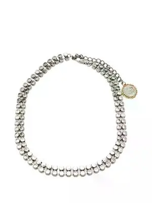 Dolce & Gabbana Crystal-embellished Coin Pendant Belt - Silver
