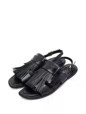 TOD'S Leather Fringe Slingback Sandals