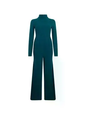Alberta Ferretti Ribbed-knit High-neck Jumpsuit