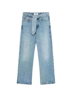 MSGM Tie-waist Straight-leg Jeans - Blue