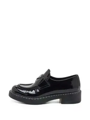 Prada Triangle Logo Platform Loafers - Black